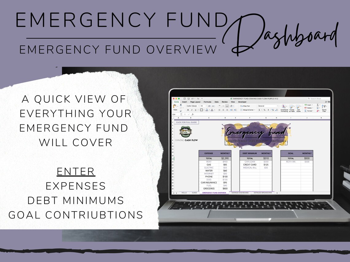 Emergency Fund Spreadsheet Emergency Fund Excel Dave Ramsey Calculator ...