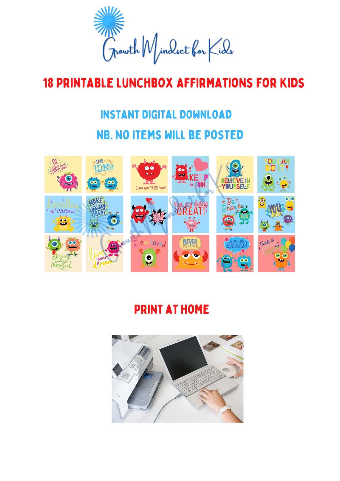 18 Printable Lunchbox Affirmations for Kids Digital Download | Etsy