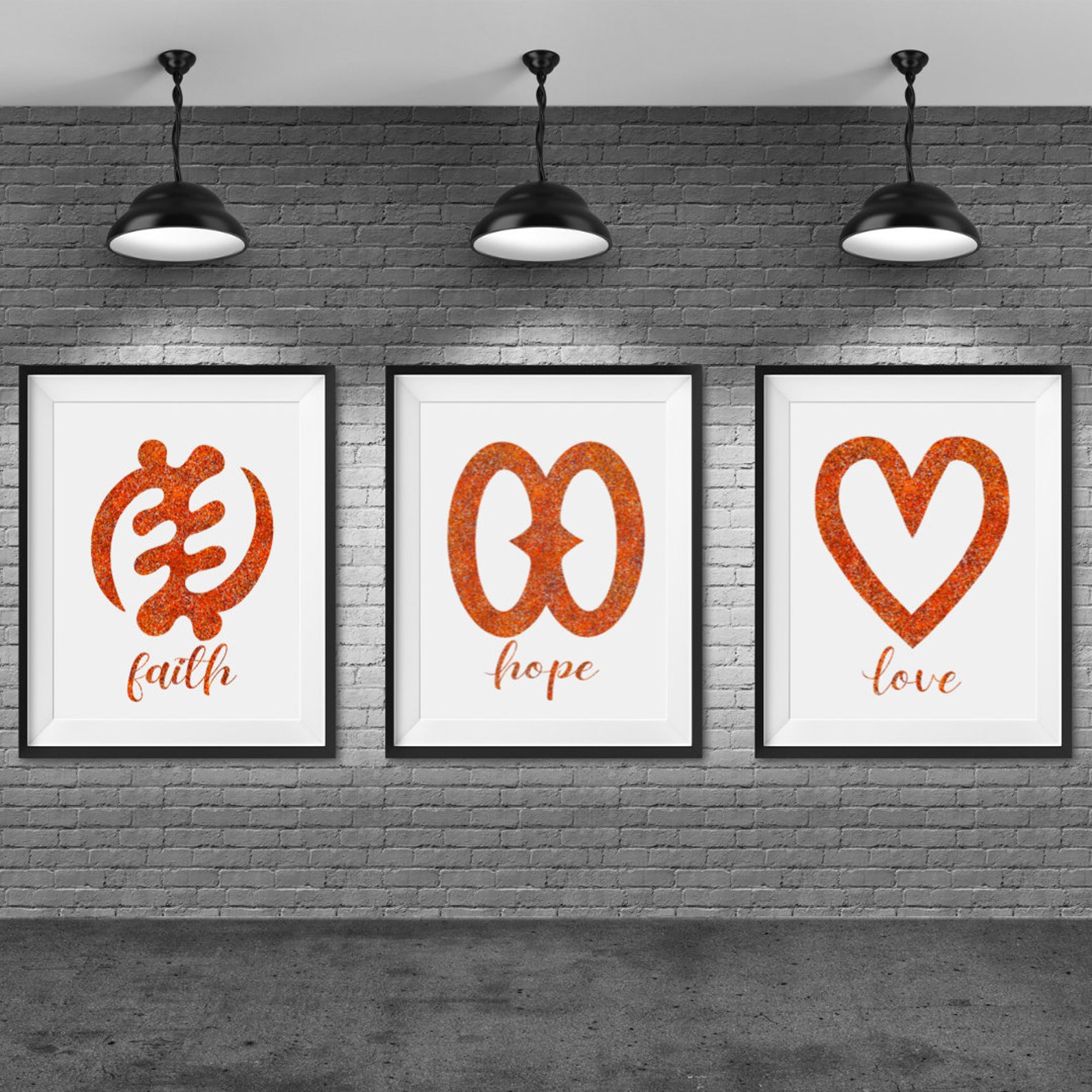 Faith Hope Love- African/ Ghana Adinkra Symbol Spray-print/ Wall Art ...