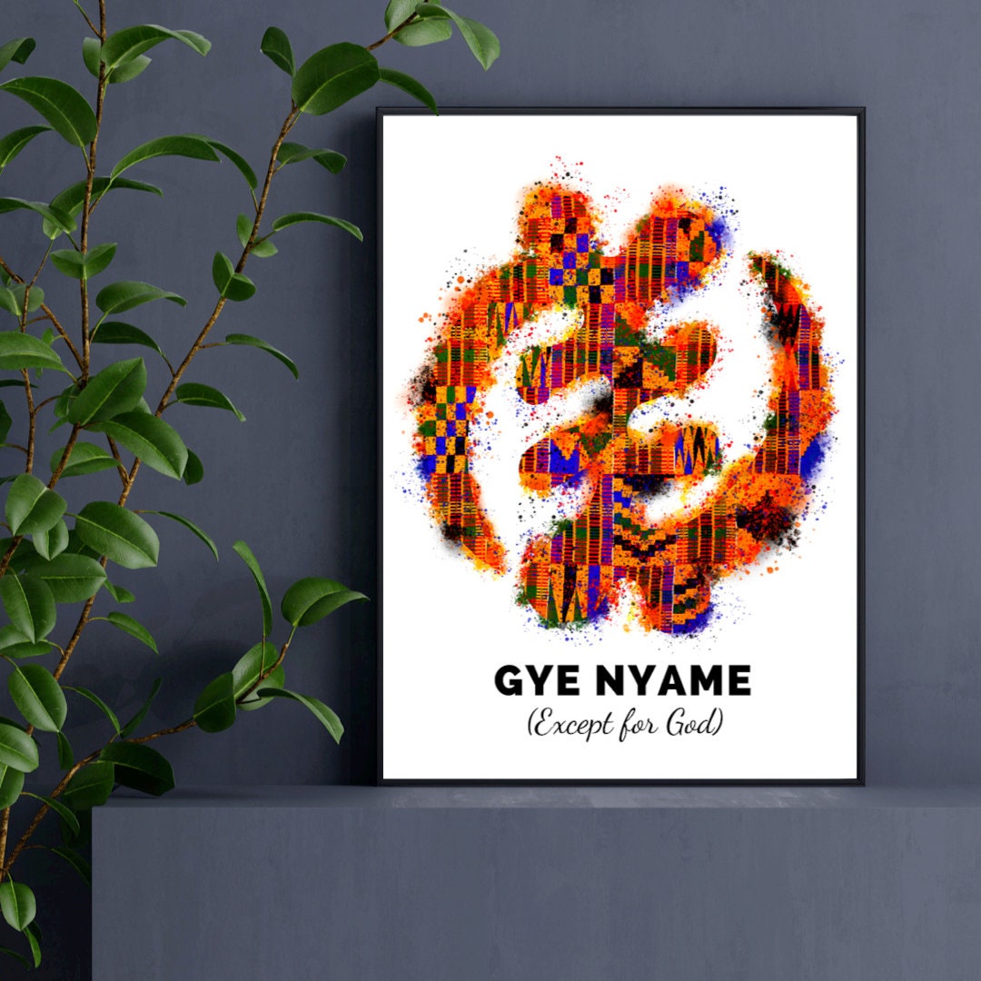 Gye Nyame African Kente Ghana Adinkra Symbol Abstract Wall Art Print