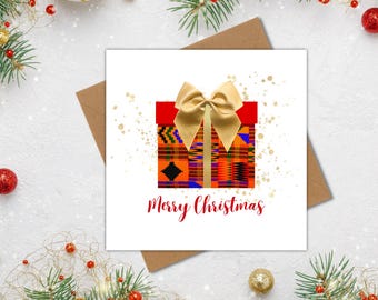 Bow Detail Christmas Card, African Christmas Cards, Ghana Kente Card ...