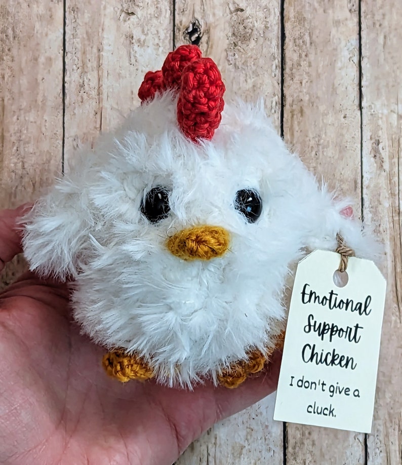 Emotional Support Chicken - Crochet Chicken Chick - Desk Buddy ...