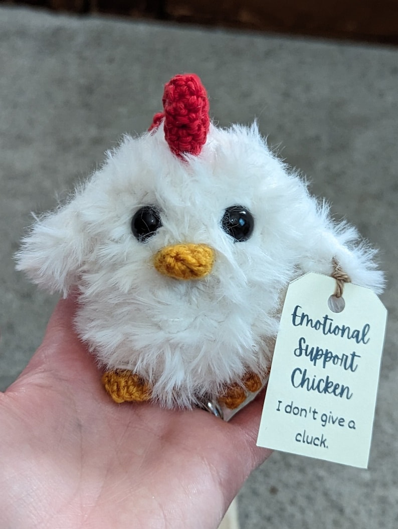 Emotional Support Chicken Crochet Chicken Chick Desk Buddy Accessory ...