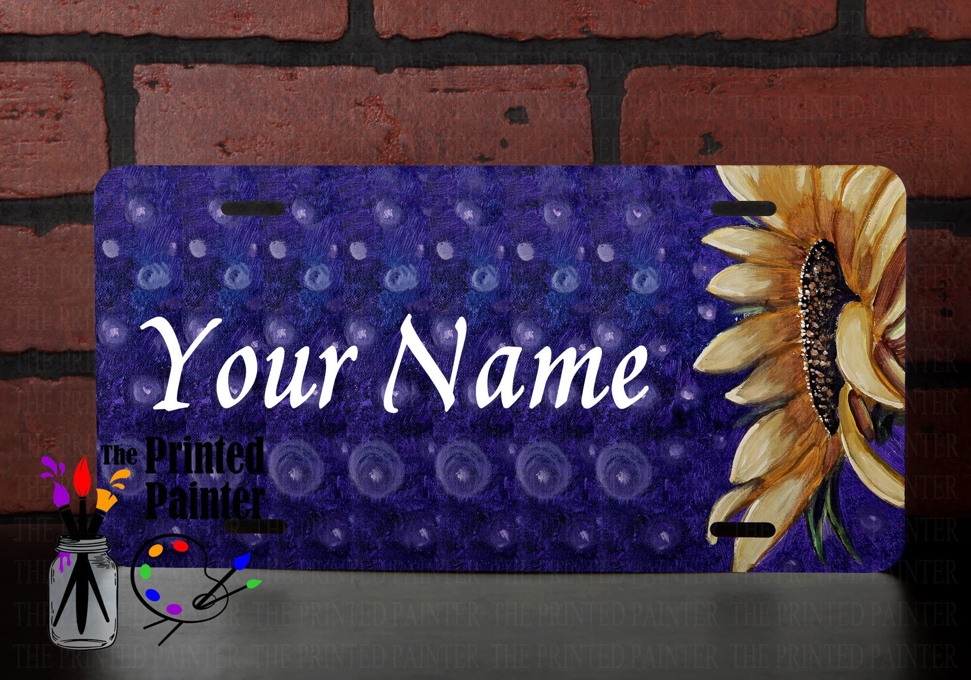 Sunflower Front Vanity License Plate Sunflower With Name - Etsy