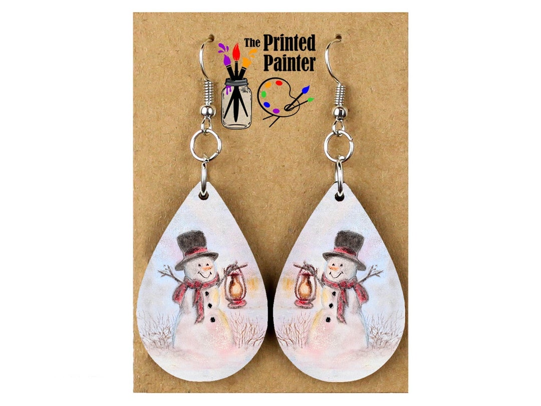 Snowman Earrings, Handmade Snowmen Dangle Earrings, Unique Jewelry Gift ...