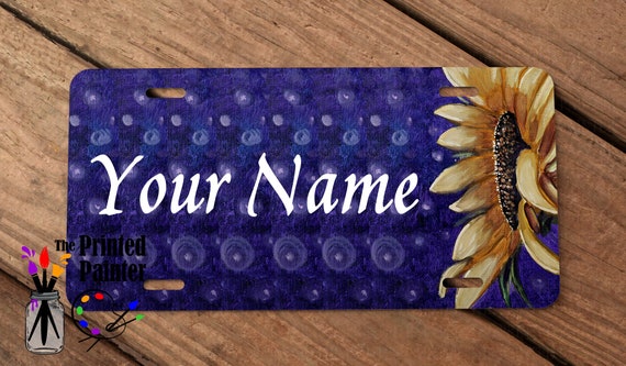 Sunflower Front Vanity License Plate Sunflower With Name - Etsy