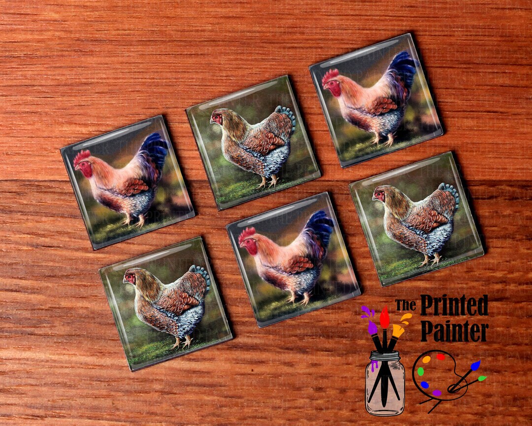 Chicken and Rooster Magnets / Fridge and Memo Board Magnets / Fun Gift ...