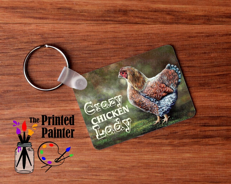 Chicken Keychain / Crazy Chicken Lady Key Chain Key Ring / Fun Gift for ...