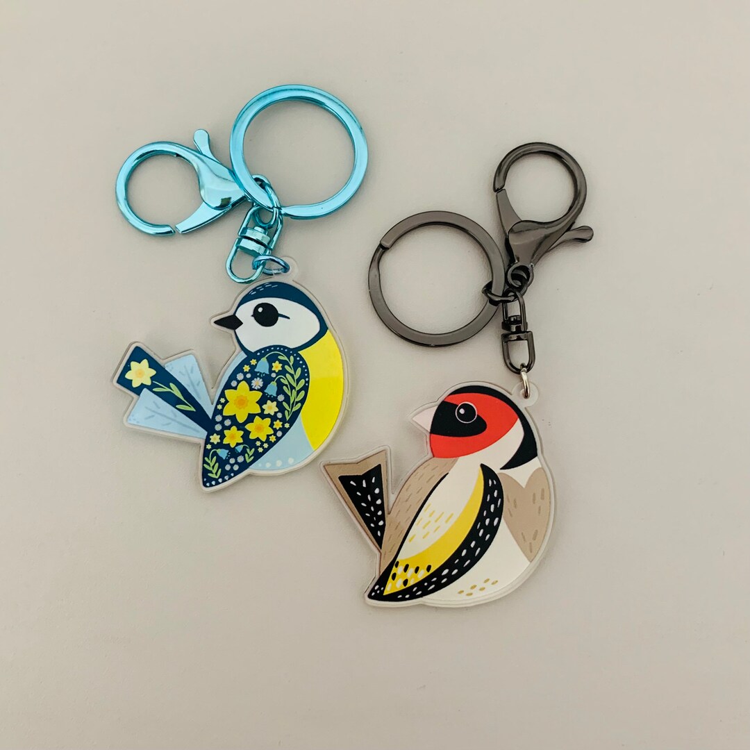 Garden Bird Acrylic Key Ring Keychain Goldfinch Blue Tit - Etsy UK