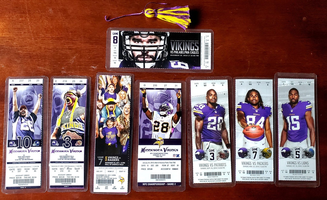 Minnesota Vikings Authentic Ticket Bookmark, Sports Memorabilia ...