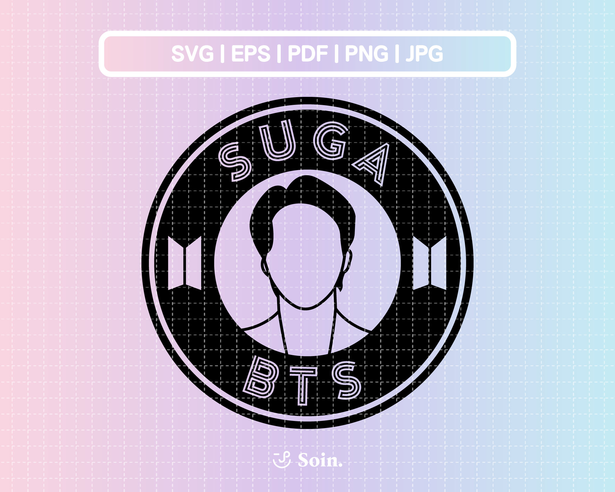BTS Suga Svg Eps Pdf Jpg Png BTS Member Decal Vector Files | Etsy