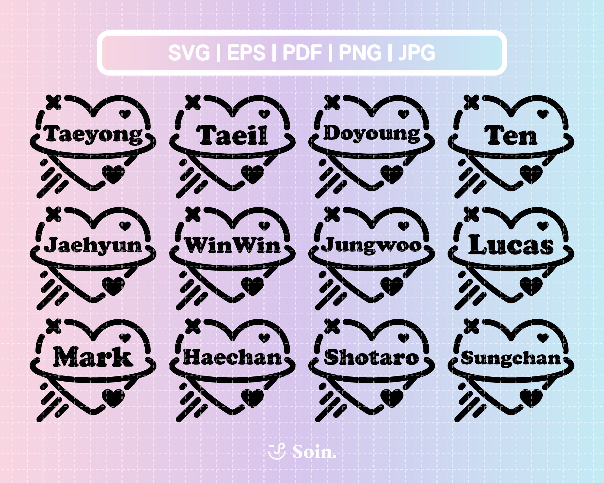 Drawing & Illustration NCT U Member Lightstick Stickers Vector files ...