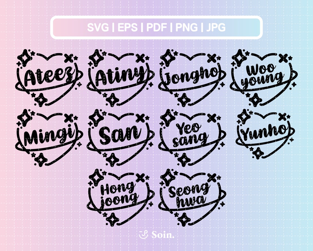Ateez Svg, Png, Pdf, Jpg, Eps Ateez Member Lightstick Stickers Vector ...