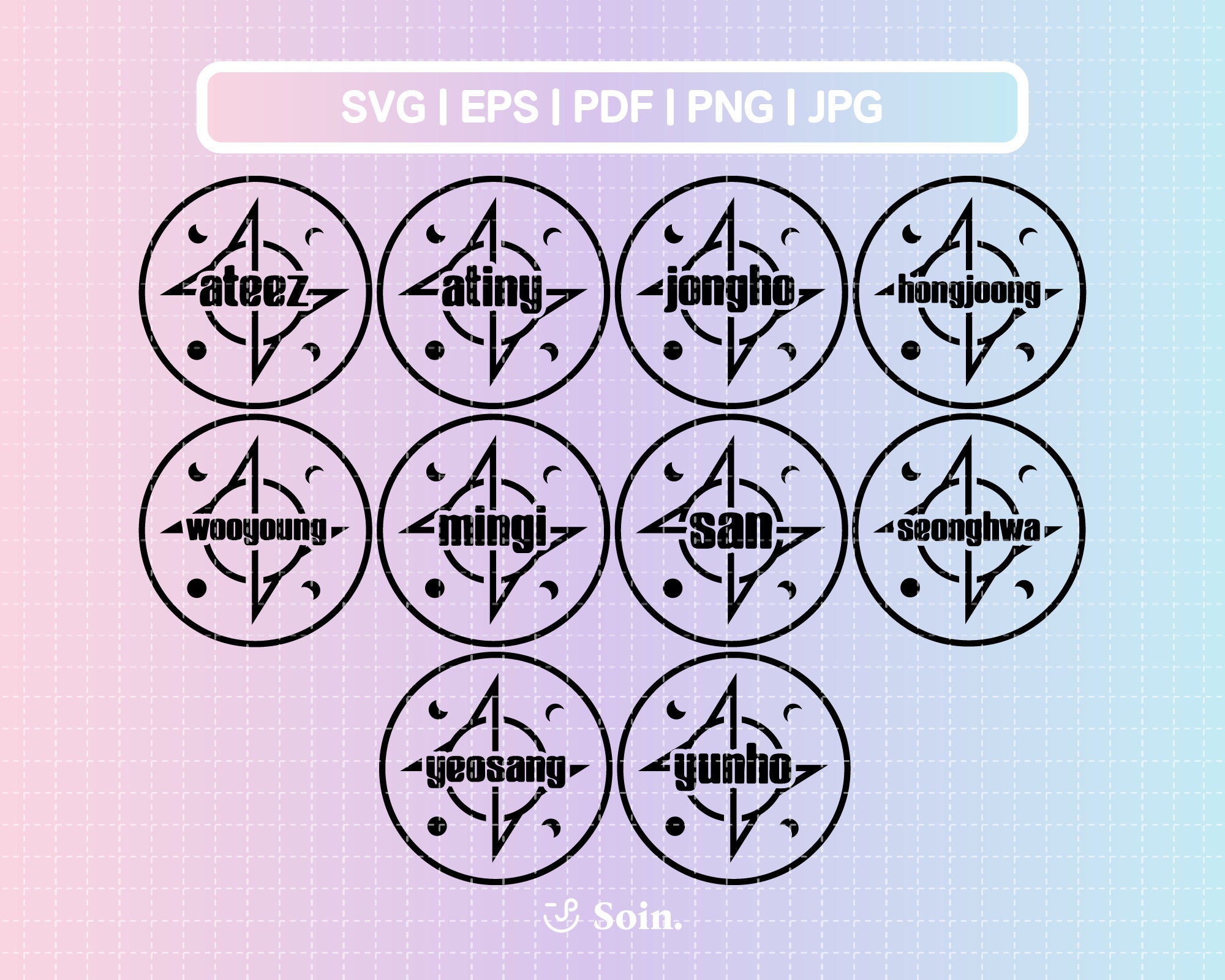 Ateez Svg Png Pdf Jpg Eps Ateez Member Lightstick - Etsy