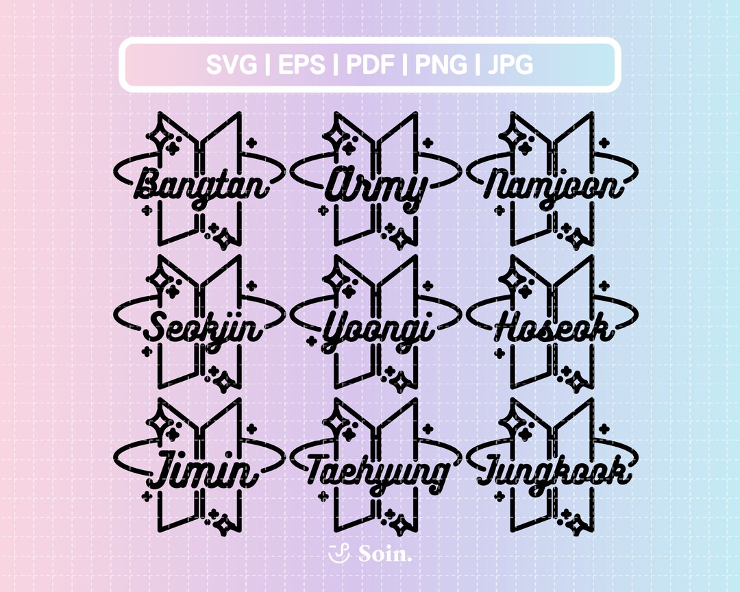 BTS Svg Eps Pdf Jpg Png BTS Member Lightstick Decal Vector Files for ...