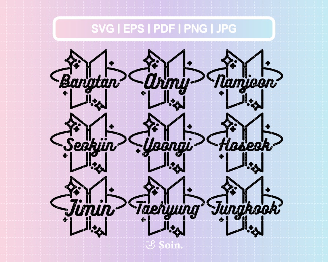 BTS Svg Eps Pdf Jpg Png BTS Member Lightstick Decal Vector - Etsy