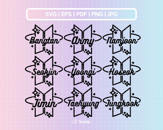 BTS Svg Eps Pdf Jpg Png BTS Member Lightstick Decal Vector - Etsy