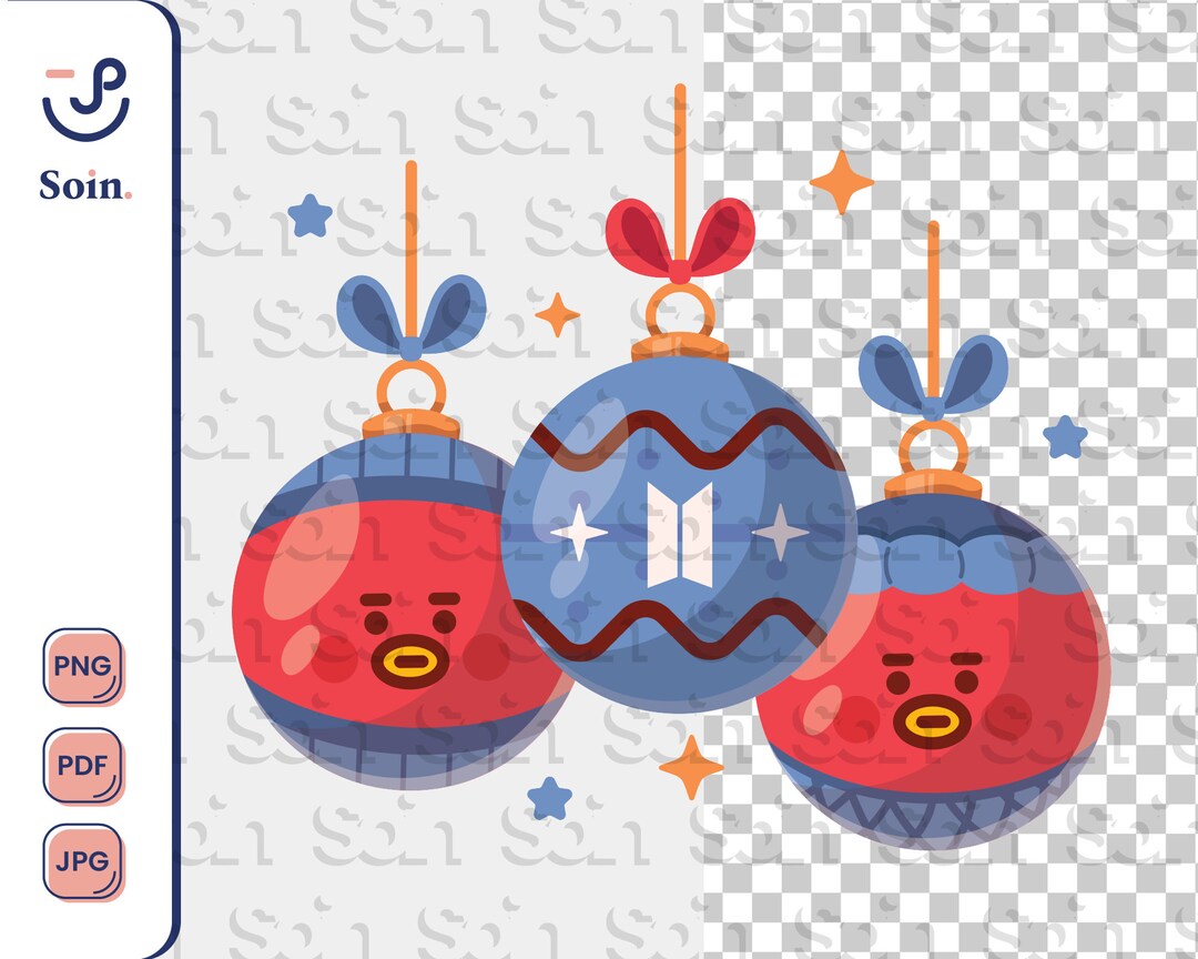 BTS Christmas Ball Ornaments Png Jpg Pdf BTS Printable Decal - Etsy