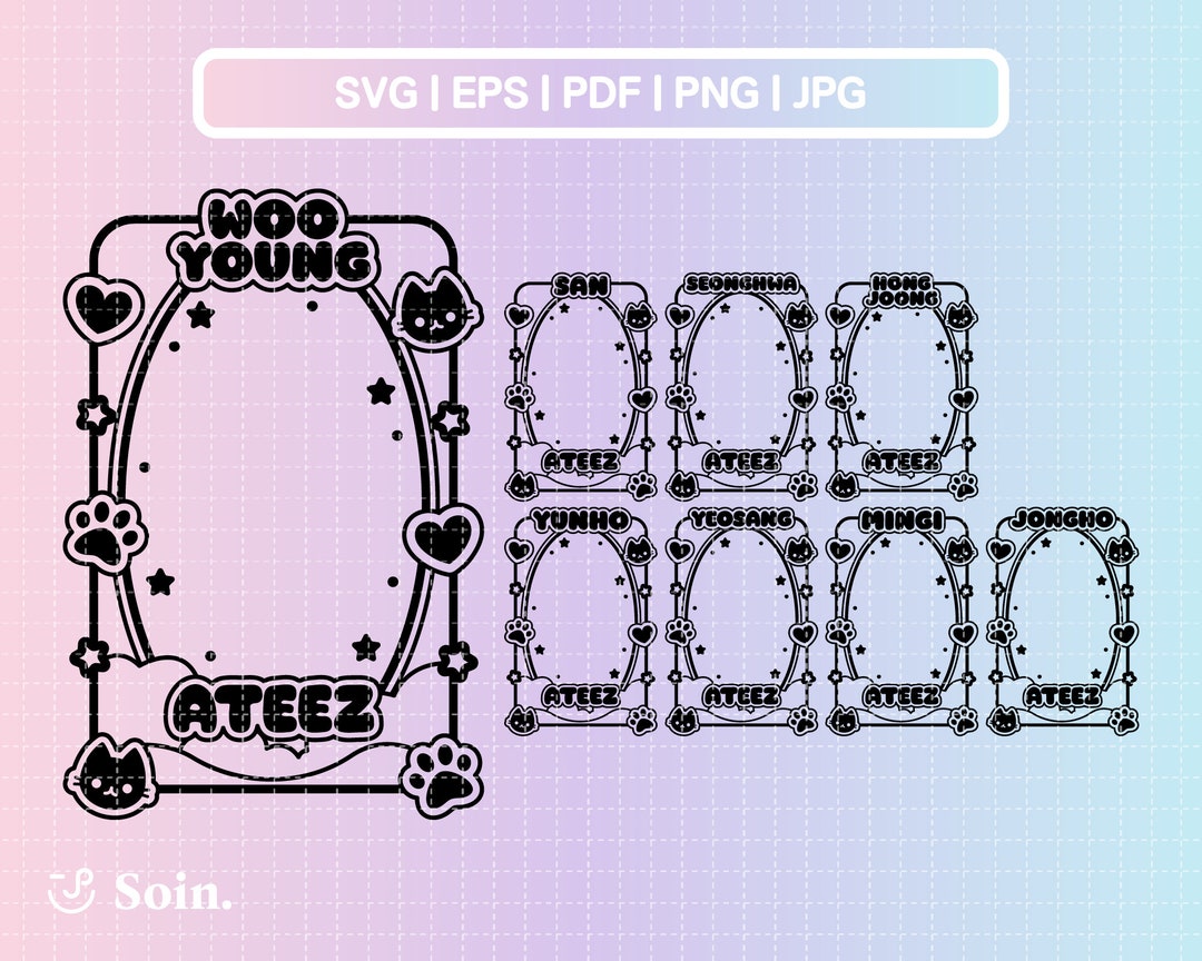 Ateez Photocard Borders Svg, Png, Pdf, Jpg, Eps Ateez PC Decal ...