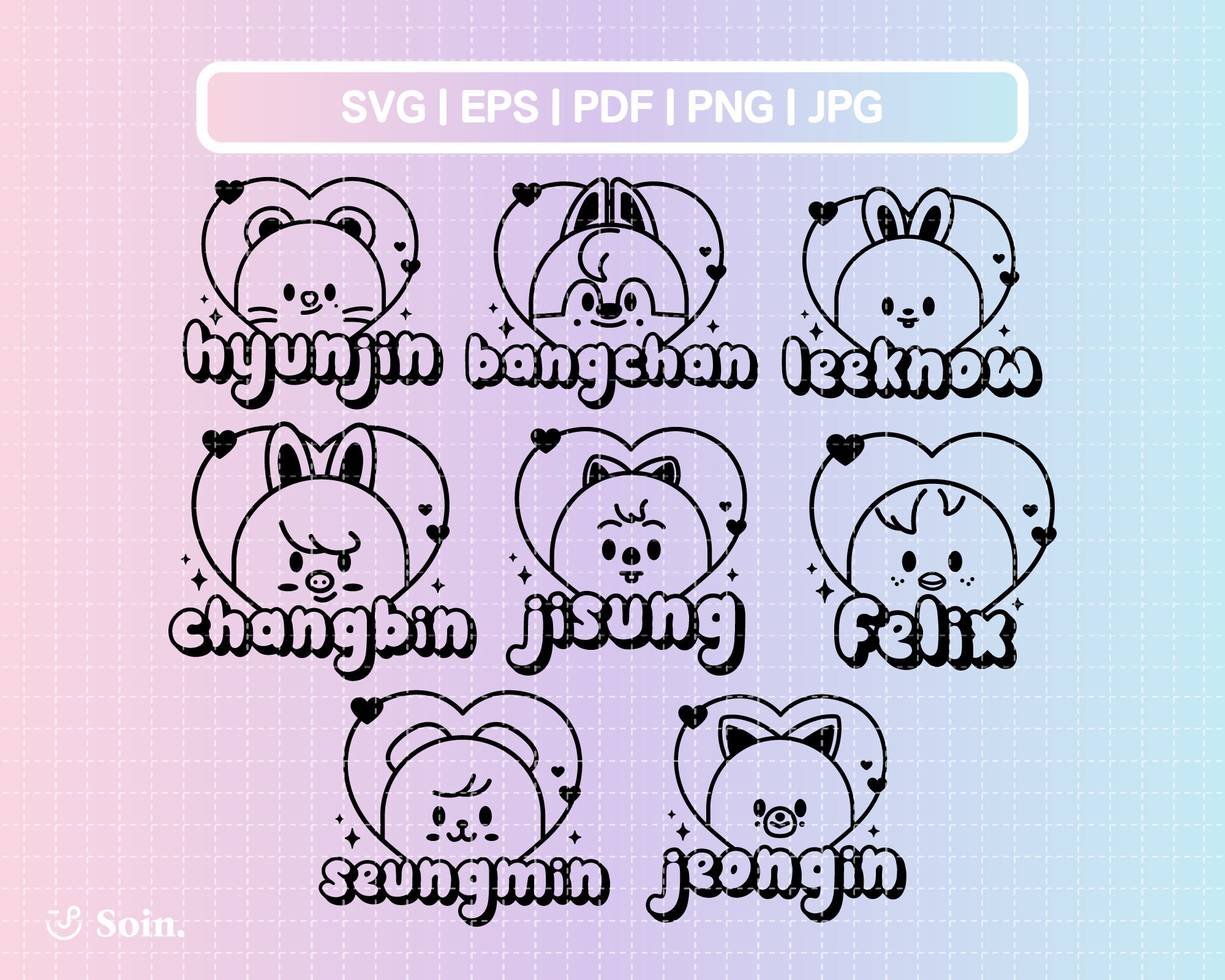Stray Kids Svg Png Pdf Jpg Eps Stray Kids Member - Etsy