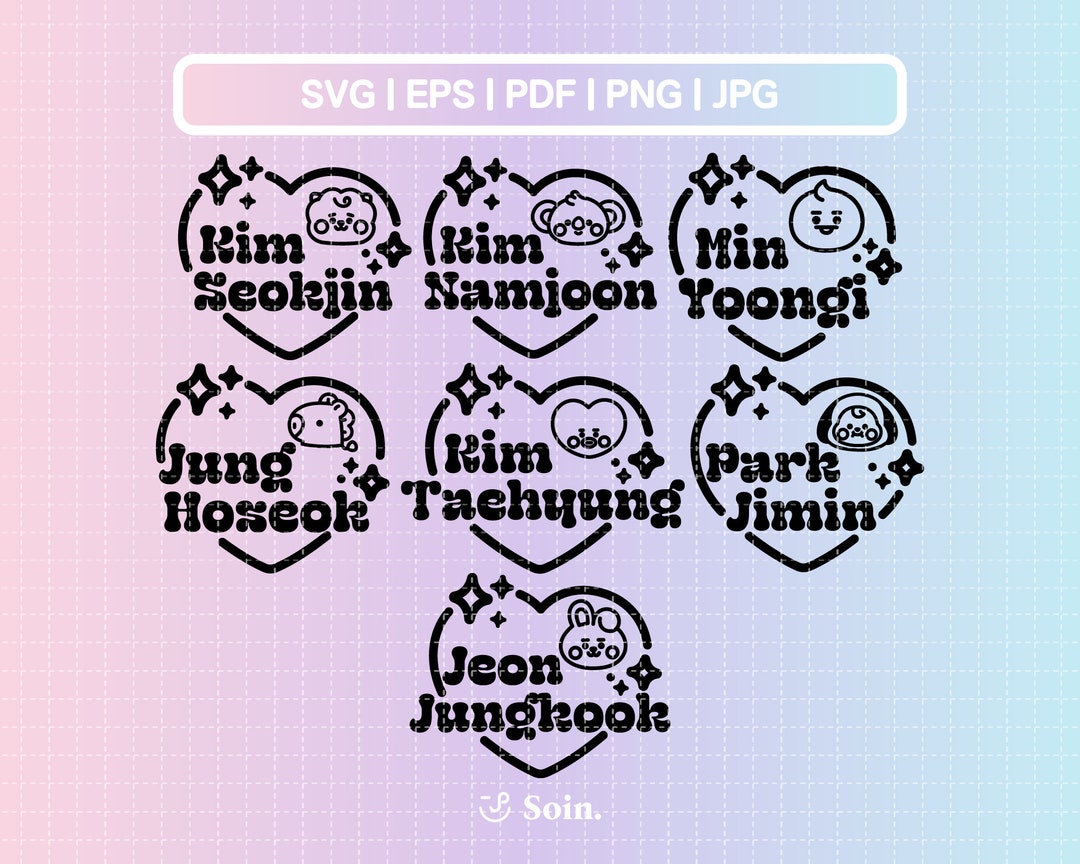 BTS Svg Eps Pdf Jpg Png BTS Member Lightstick Decal Vector Files for ...