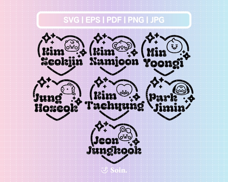 BTS Svg Eps Pdf Jpg Png BTS Member Lightstick Decal Vector - Etsy