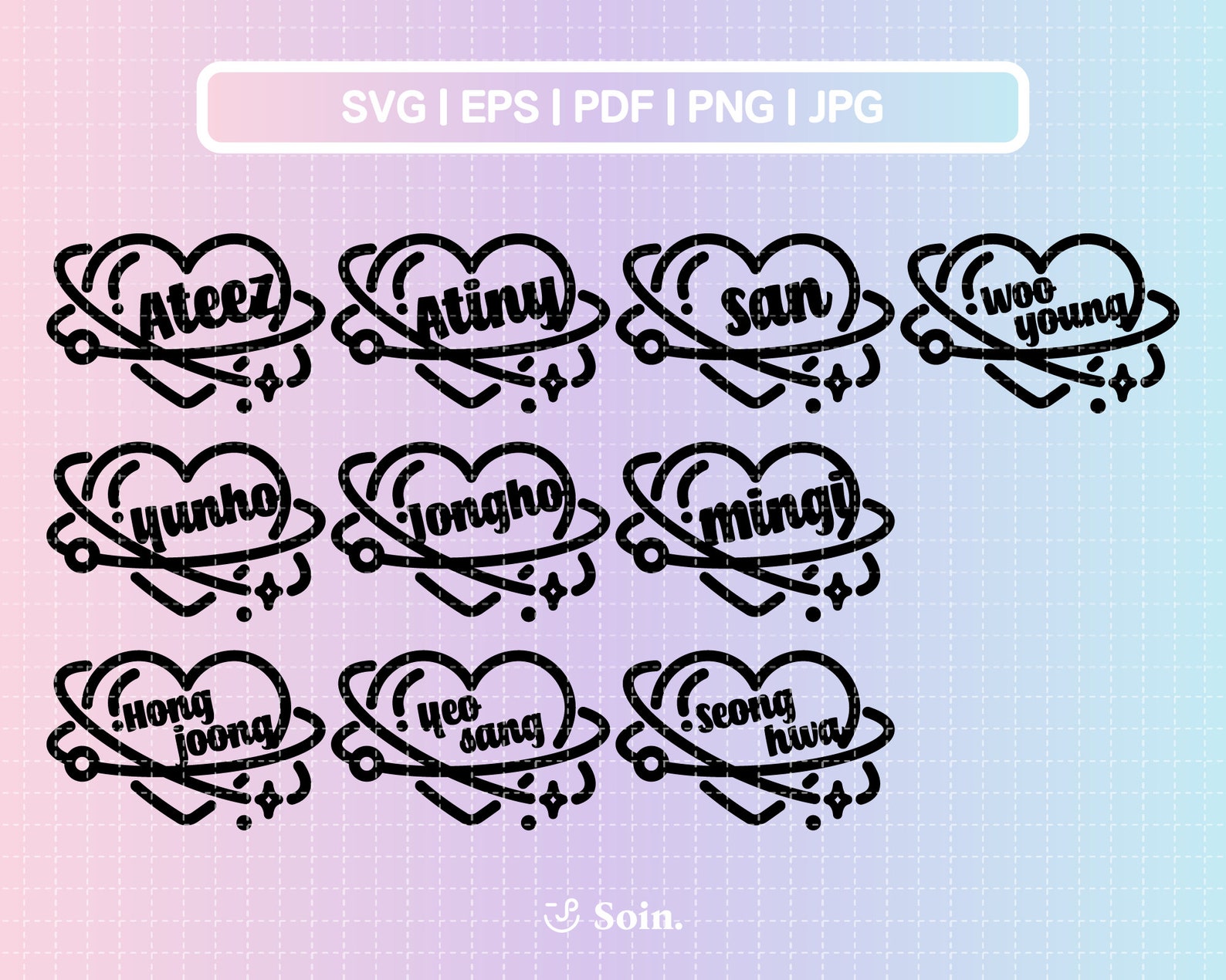 Ateez Svg Png Pdf Jpg Eps Ateez Member Lightstick - Etsy