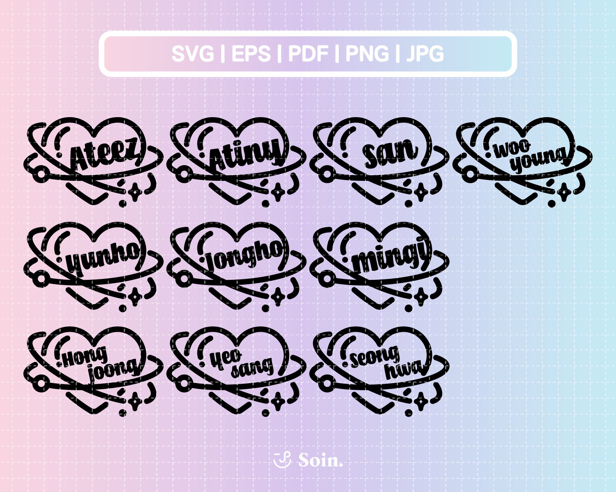 Ateez Svg Png Pdf Jpg Eps / Ateez Member Lightstick - Etsy México