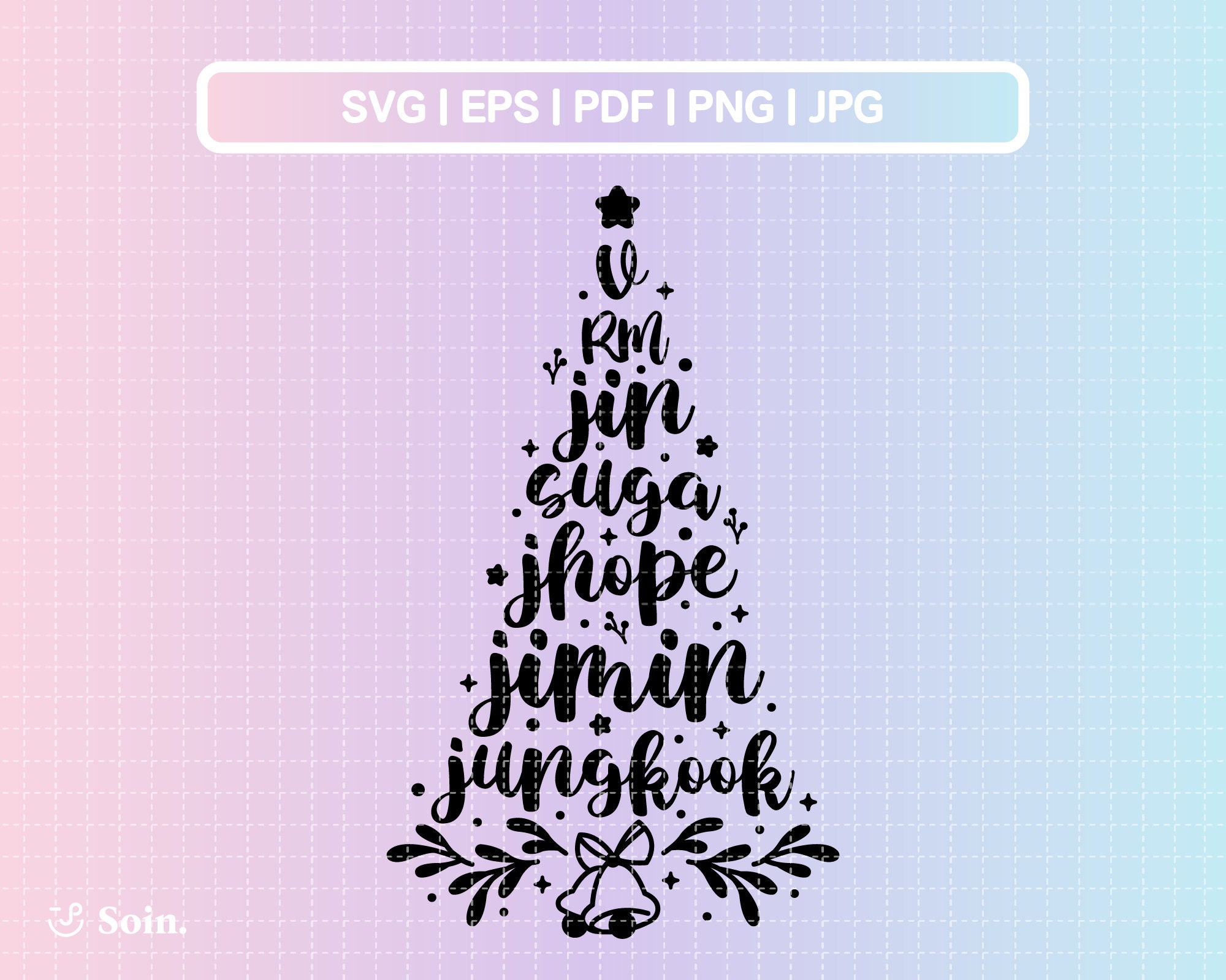 BTS Christmas Tree Svg Eps Pdf Jpg Png BTS Printable Decal - Etsy