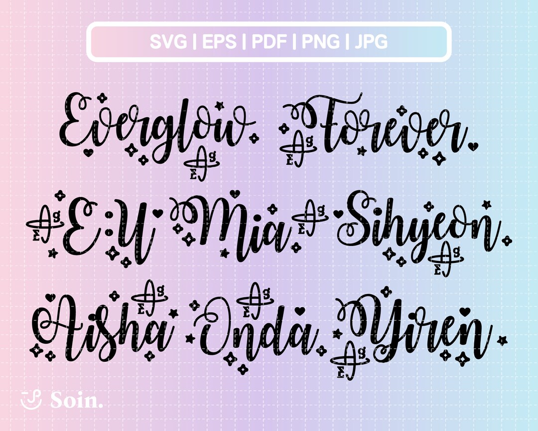 Autocollant Everglow SVG Eps Pdf Jpg Png Autocollants Lightstick ...