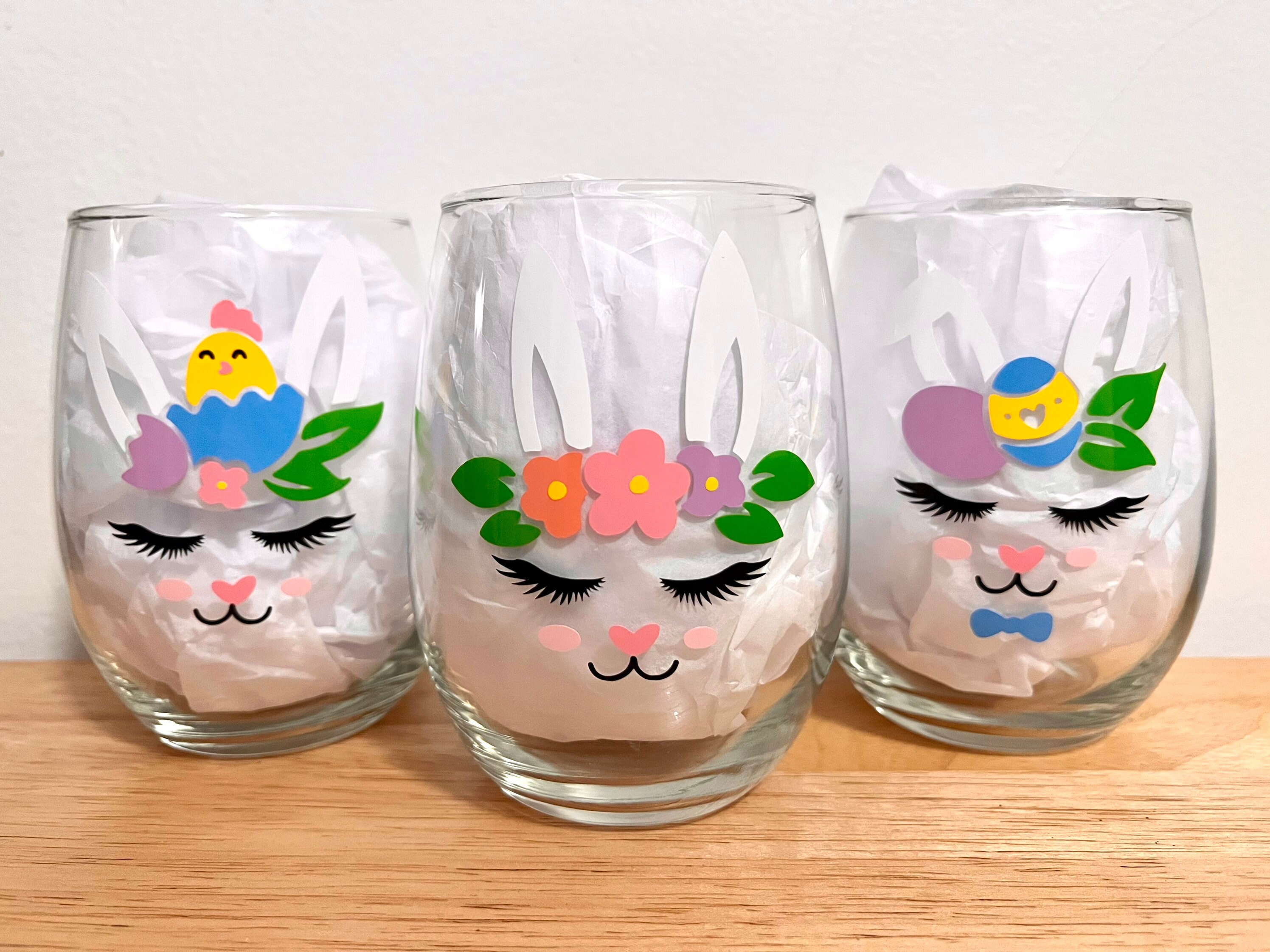 Easter Bunny Wine Glasses | Party Favor | Holiday | Spring | Flowers ...