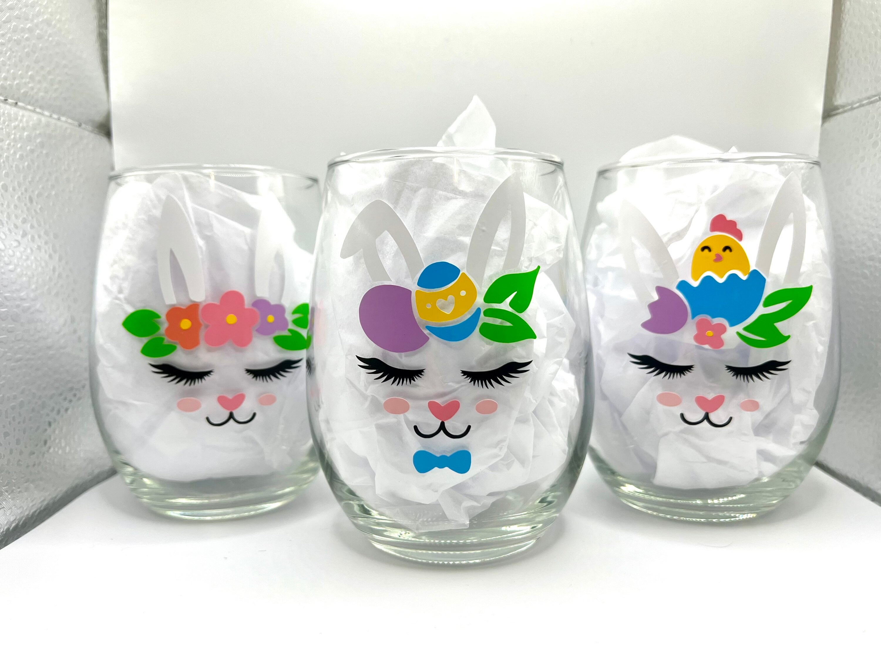 Easter Bunny Wine Glasses | Party Favor | Holiday | Spring | Flowers ...