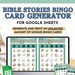 Bible Stories Bingo Card Generator for Google Sheets, Bible Bingo Cards ...