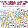 Printable Summer Memory Game, Fun Holiday Activity for Kids, Matching ...