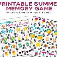 Printable Summer Memory Game, Fun Holiday Activity for Kids, Matching ...