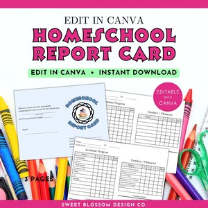Editable Homeschool Report Card, Homeschool Progress Report, Report ...