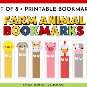Farm Animal Bookmarks, Bookmarks for Kids, Printable Bookmarks, Barn ...