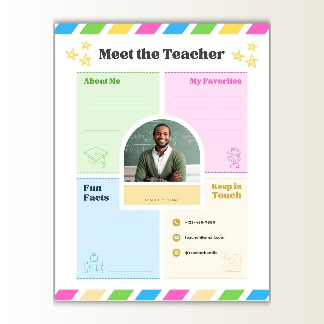 Meet the Teacher Rainbow Template, Meet the Teacher Preschool Template ...