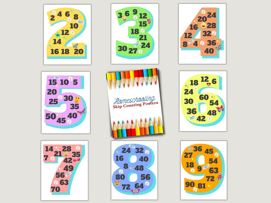 Printable Skip Counting Cards, Homeschool Math Activity, Math Flash ...