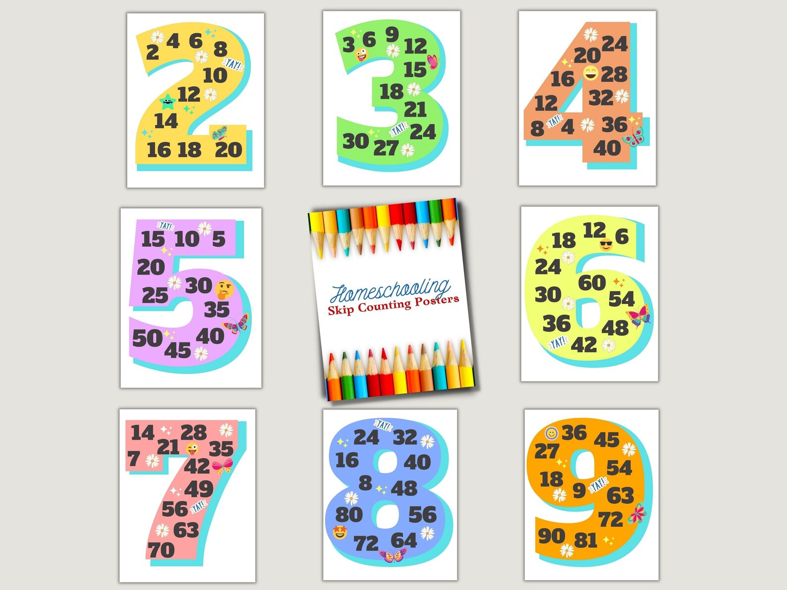 Printable Skip Counting Cards, Homeschool Math Activity, Math Flash ...