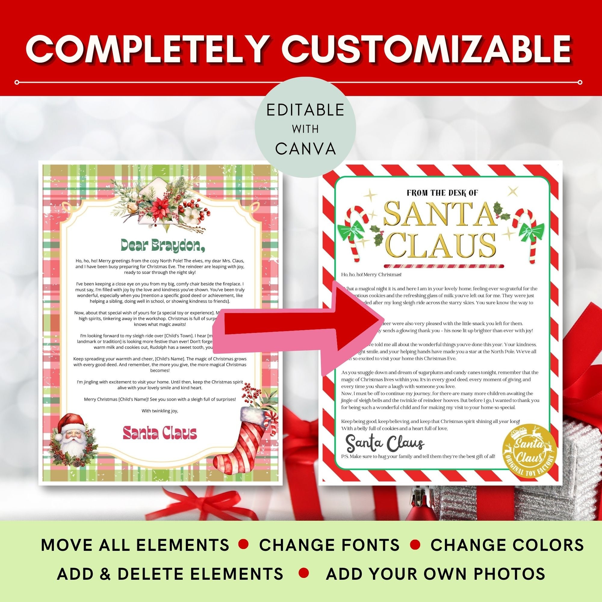 Editable Christmas Letter From Santa Claus Bundle, Nice List ...