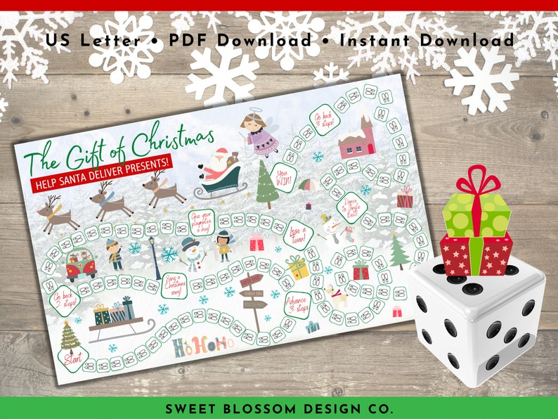 Gift of Christmas Printable Game, Christmas Board Game, Printable Games ...