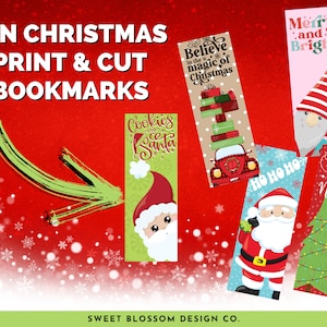 Christmas Printable Bookmarks, Christmas Coloring Bookmarks, Holiday ...