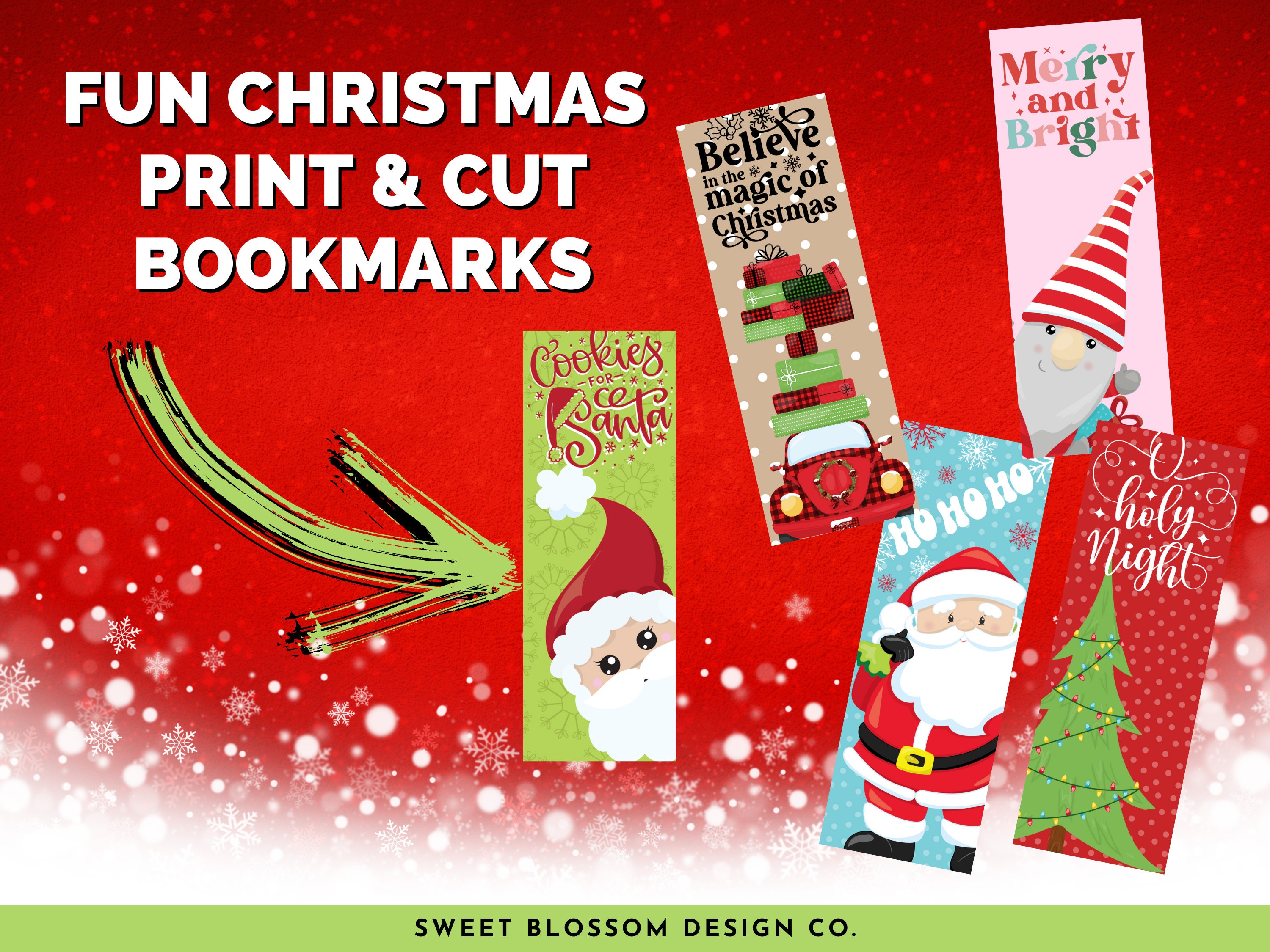 Christmas Printable Bookmarks, Christmas Coloring Bookmarks, Holiday ...