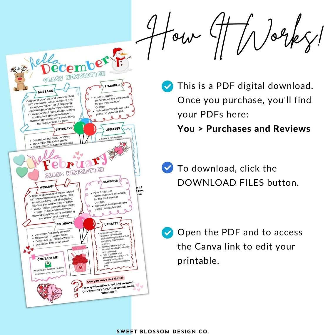 Weekly Classroom Newsletter Template, Monthly Newsletter, School ...