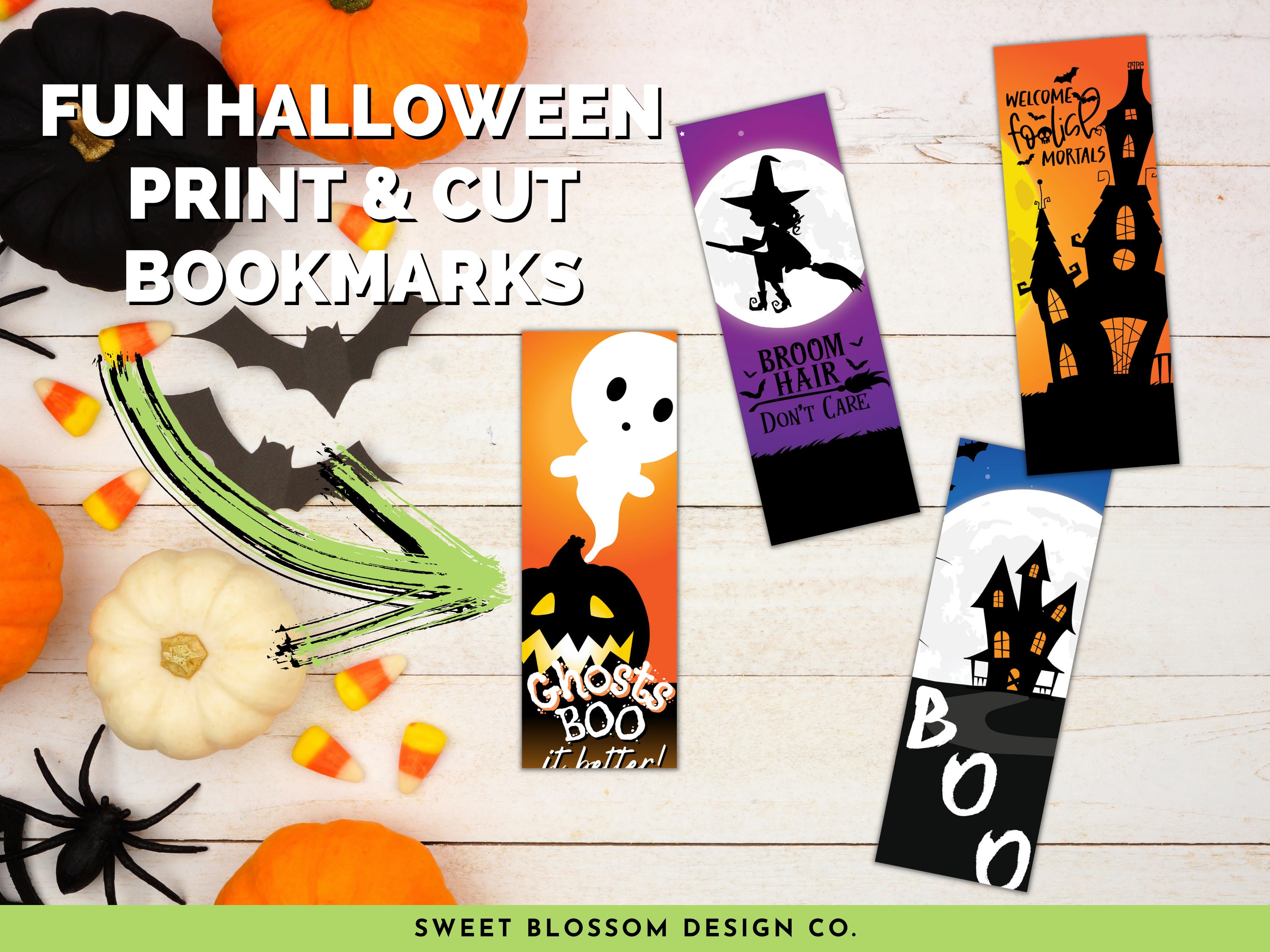Cute Halloween Printable Bookmarks, Halloween Coloring Bookmarks ...