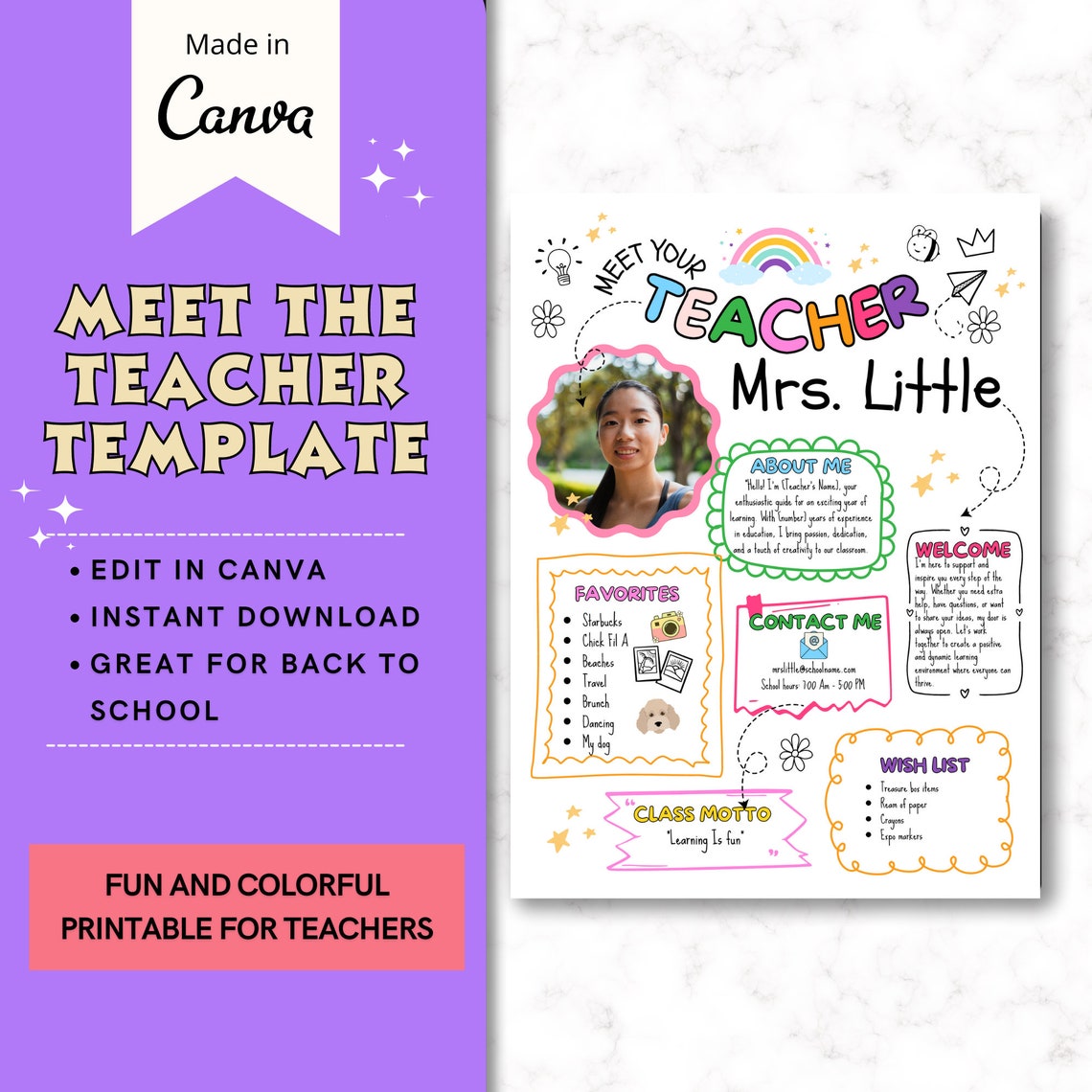 Editable Meet the Teacher Pastel Template, Rainbow Meet Your Teacher ...