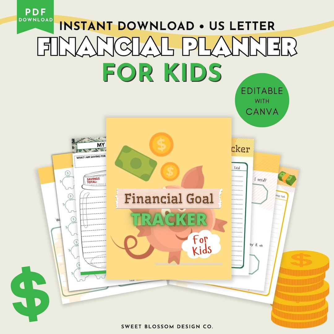 Savings Tracker for Kids, Editable Kids Financial Planner, Financial ...