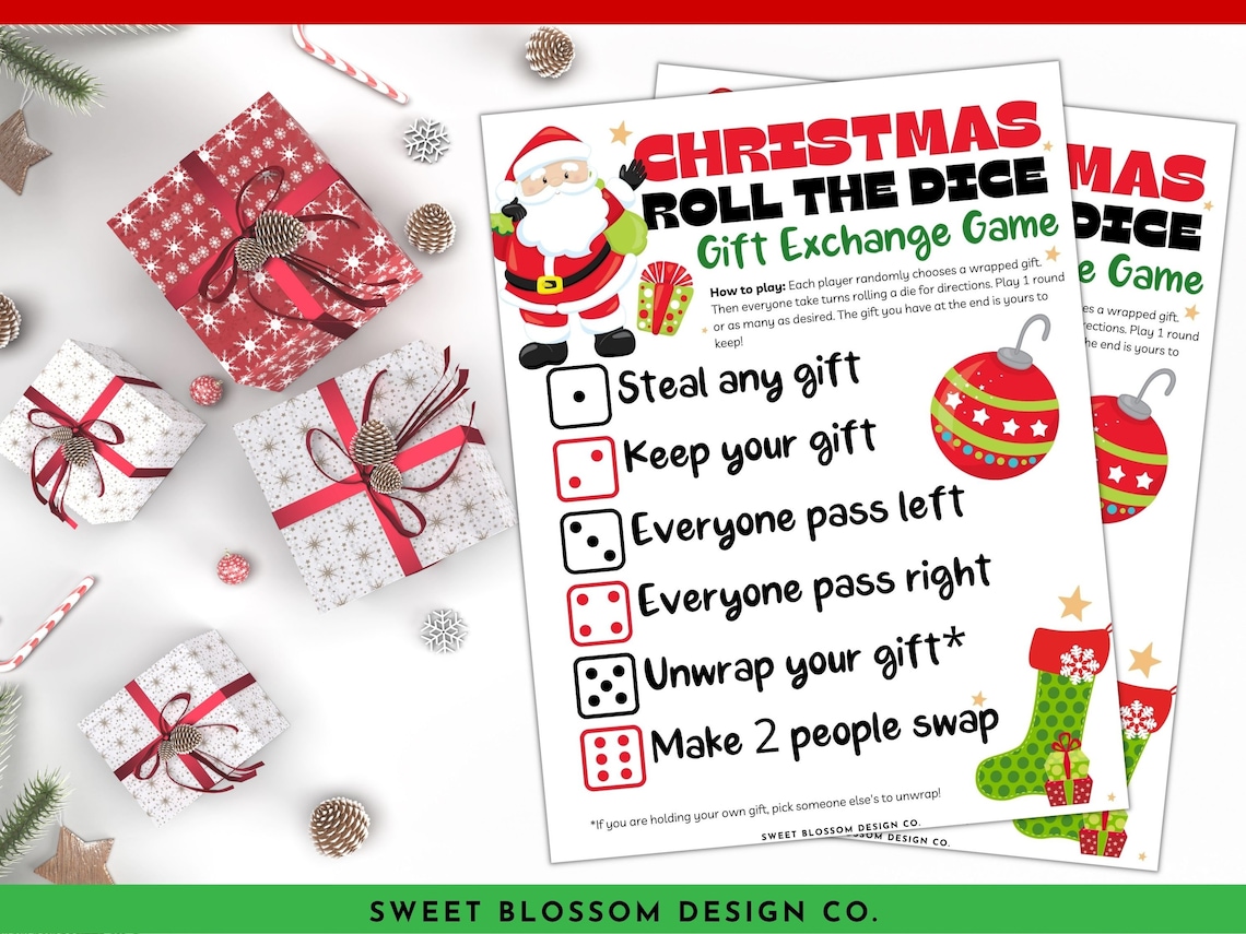 Christmas Gift Dice Exchange Game, Printable Christmas Game, Gift ...