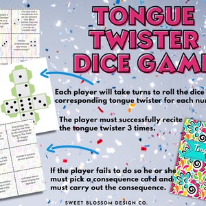 Tongue Twisters for Kids, Tongue Twisters Printable Dice Game ...